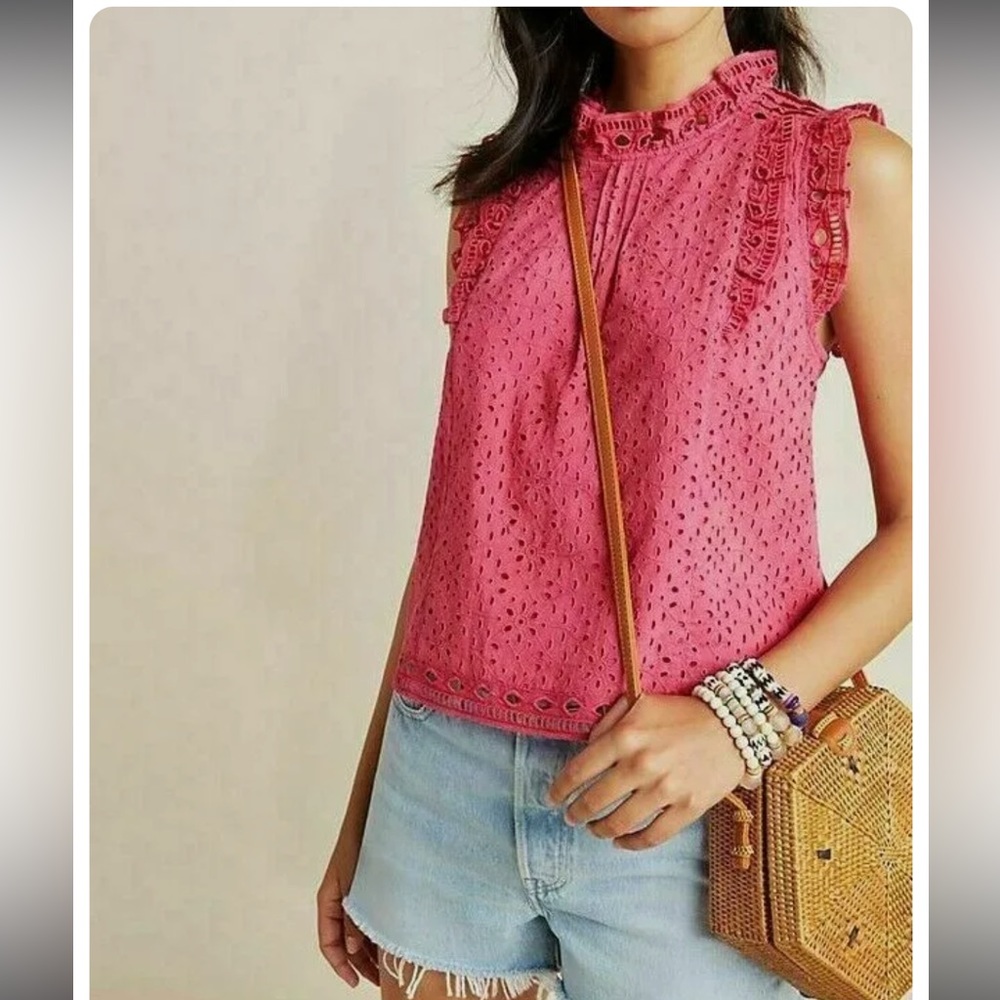 Anthropologie Maeve Tilley Eyelit Blouse - Gem